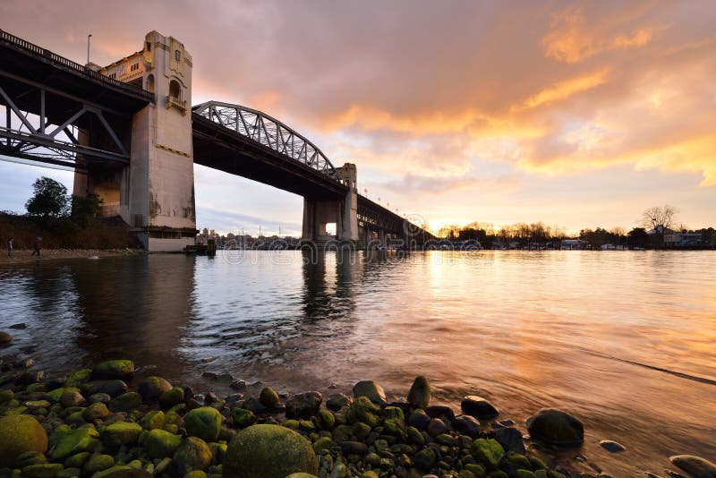 Vancouver S Historic Burrard Bridge at Sunset Stock Image - Image of ...