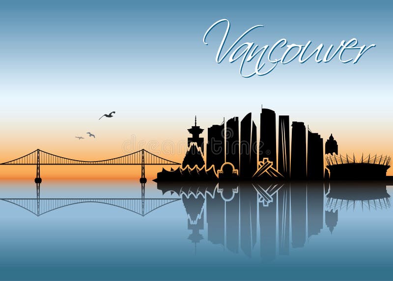 Vancouver-Skyline - Kanada - Vektorillustration Vektor Abbildung ...