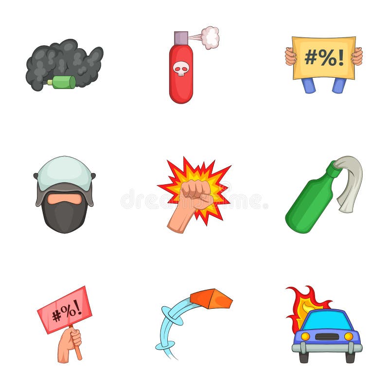 Vandalism Icons Set, Cartoon Style Stock Vector - Illustration of crime ...