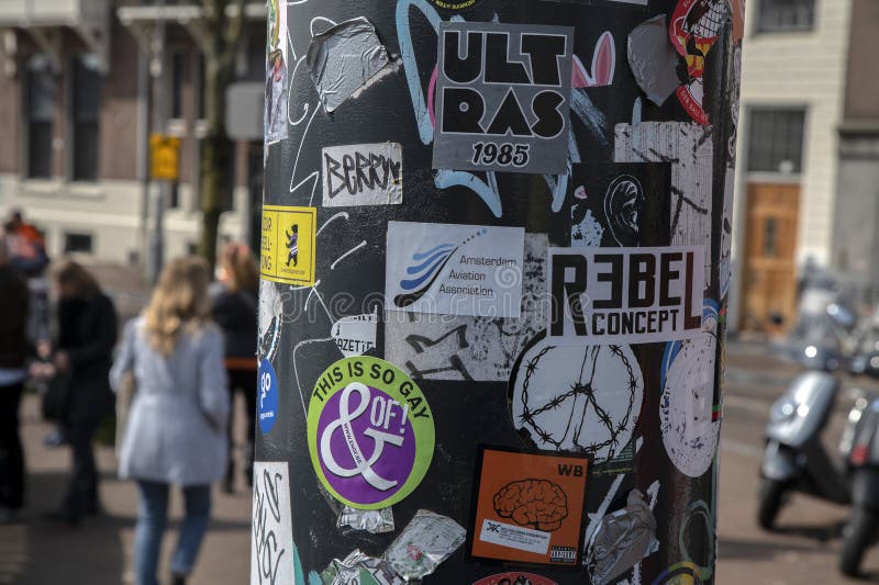 Vandalism by Stickers at Amsterdam the Netherlands 27-4-2023 Editorial ...