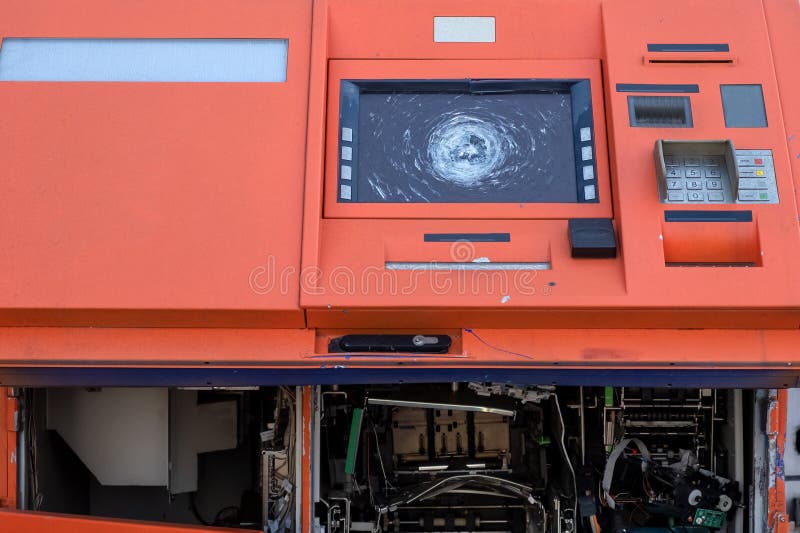 Vandalized and Looted ATM. Destroyed Automatic Transaction Machine ...