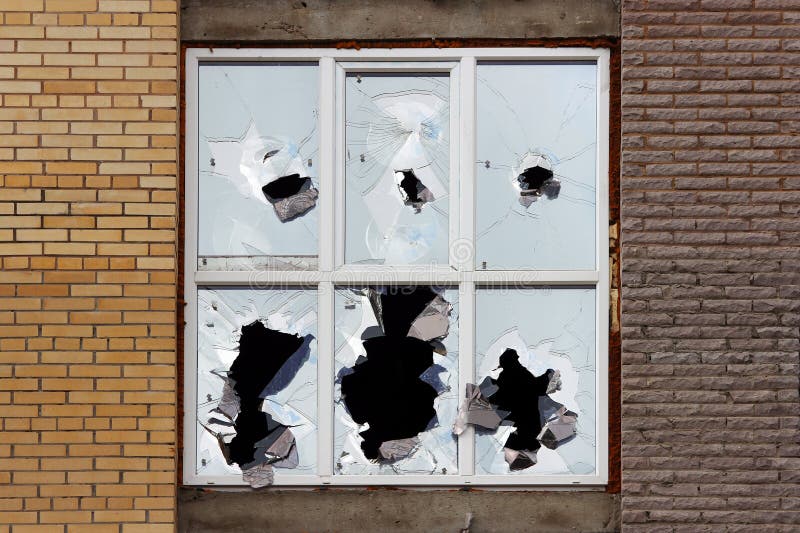 Vandals Smashed the Glass of Windows of the an Unfinished Shopping Mall ...