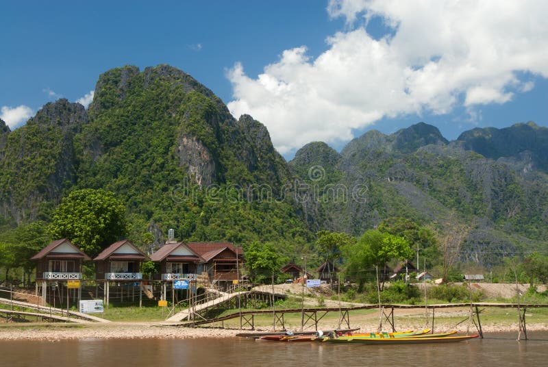 Vang Vieng Scene stock photo. Image of hillside, bluff - 21614894