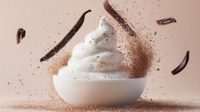 Vanilla Bean Whipped Cream with Cocoa Powder Stock Illustration ...