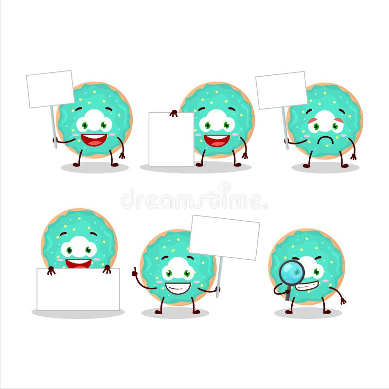 Vanilla Blue Donut Cartoon Character Bring Information Board Stock ...