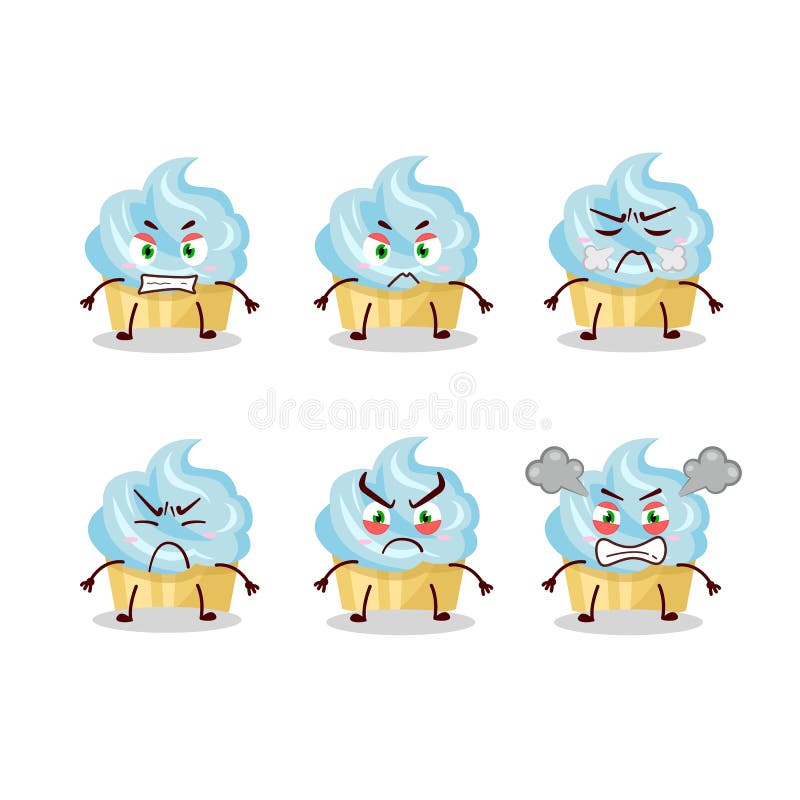 Vanilla Cake Cartoon Character with Various Angry Expressions Stock ...