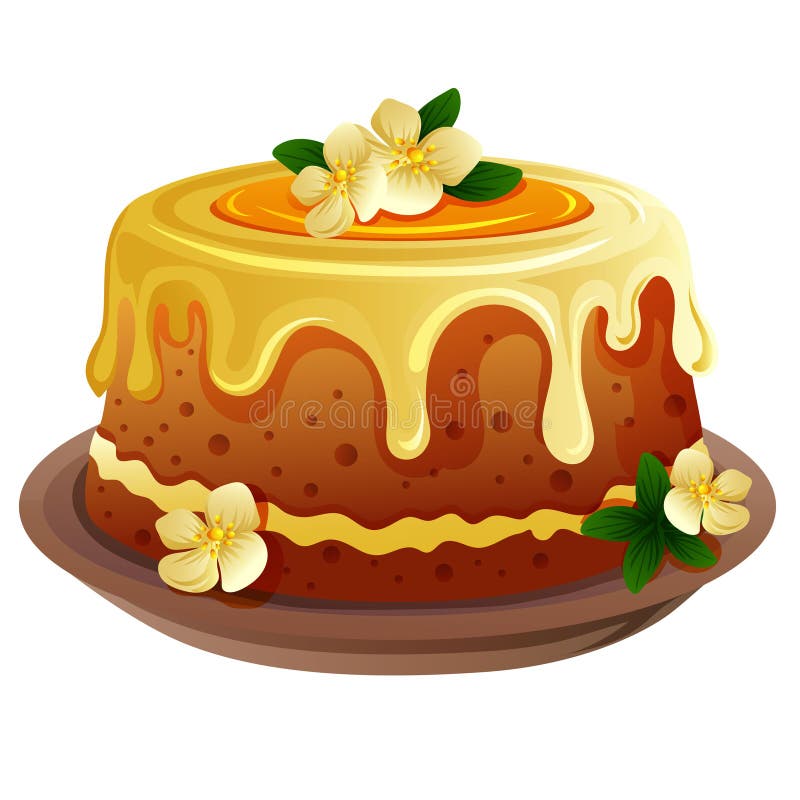 Vanilla Cake Sponge Cake Creamy on Top Stock Vector - Illustration of ...