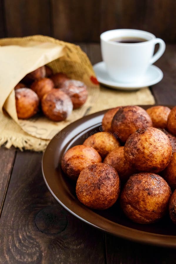 Vanilla Cheese Balls, Deep Fried and a Cup of Tea. Stock Photo - Image ...