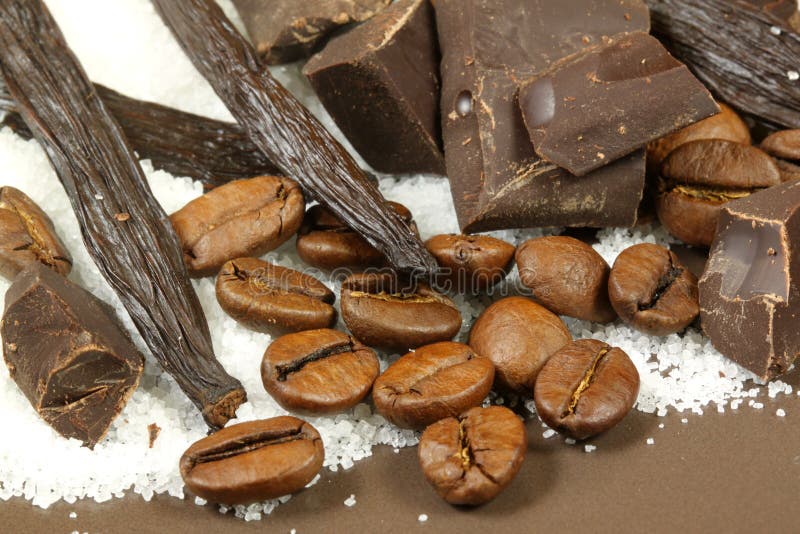 Vanilla, Chocolate and Coffee Stock Image - Image of dark, chocolate ...