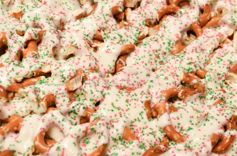 Vanilla Coated pretzels stock photo. Image of green, broken - 64218706