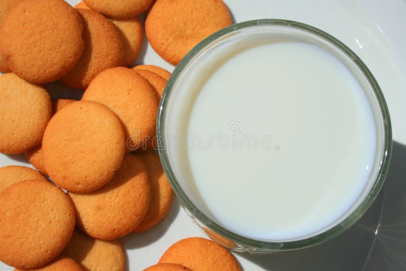 Vanilla Cookies and a Glass of Milk Stock Image - Image of closeup ...