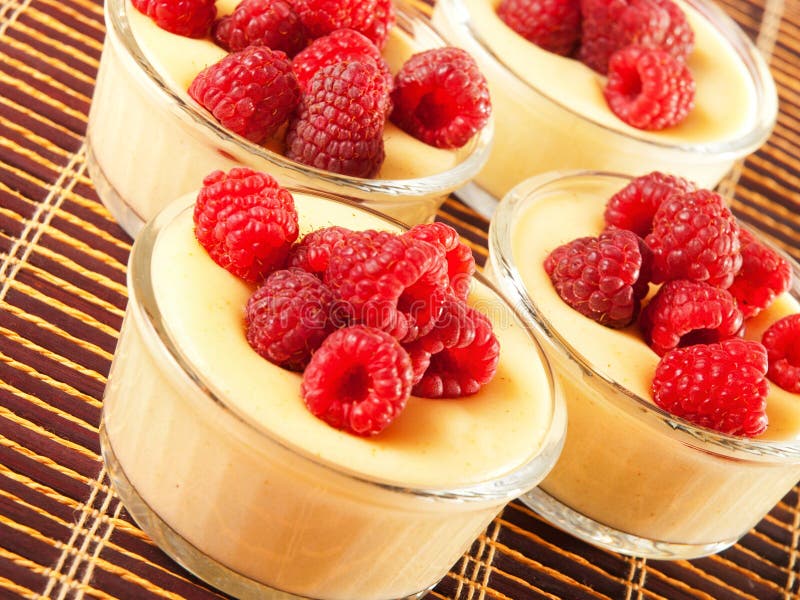 Vanilla Cream with Raspberries Stock Image - Image of vanilla, colorful ...