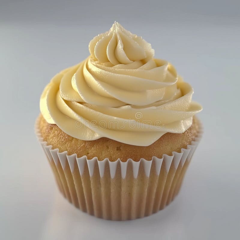 A Vanilla Cupcake with Creamy Frosting on a Light Background ...
