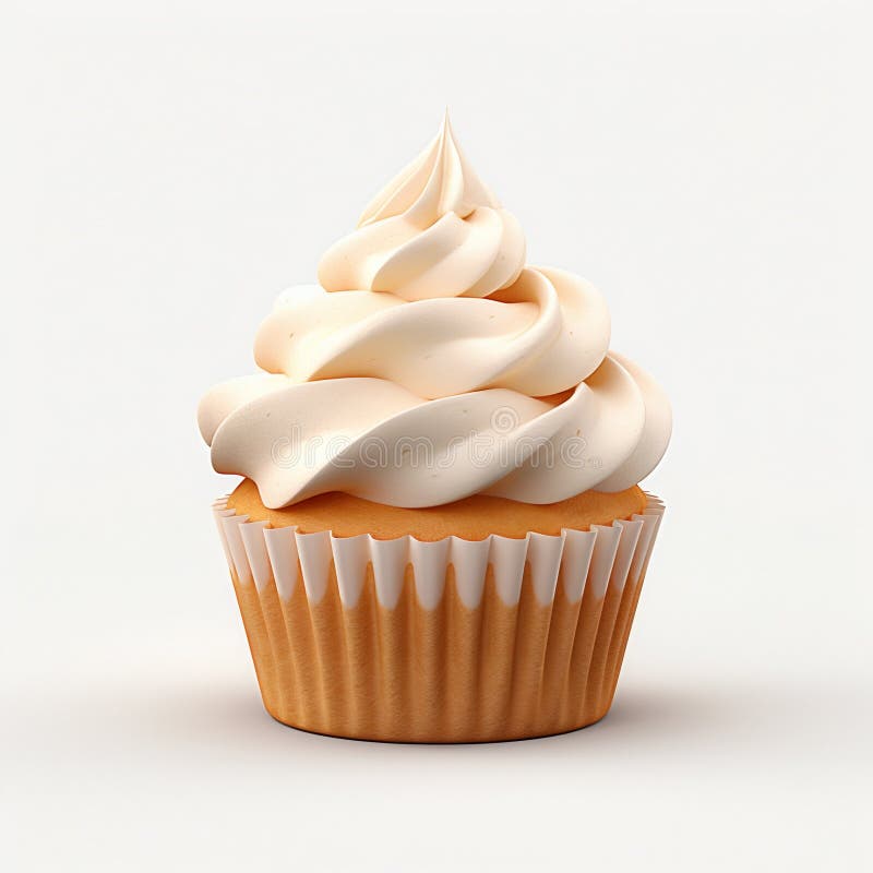 Vanilla Cupcake on White Background. Generative Ai Stock Illustration ...