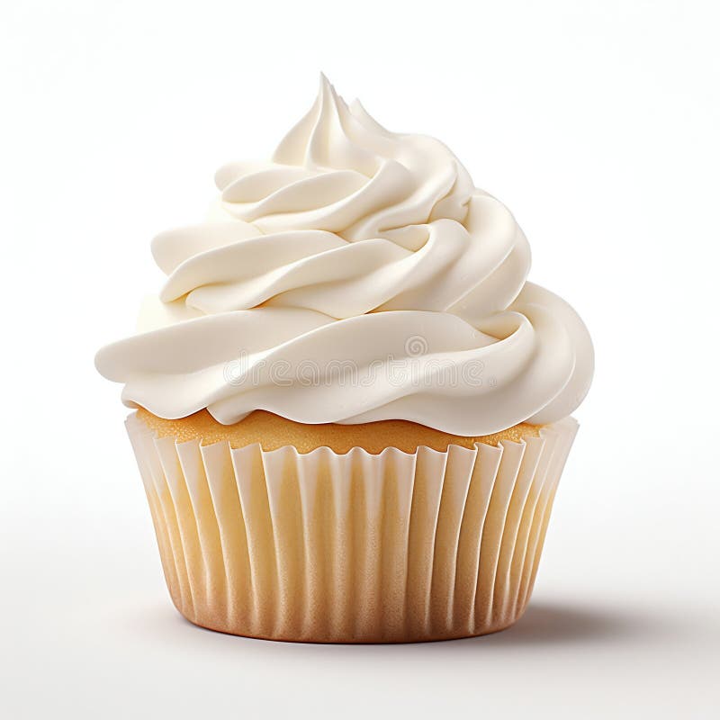 Vanilla Cupcake on White Background. Generative Ai Stock Illustration ...