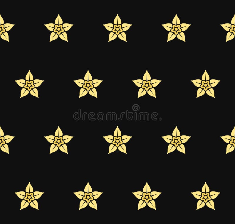 Vanilla Flower Seamless Pattern on Dark Background. Vector Stock Vector ...