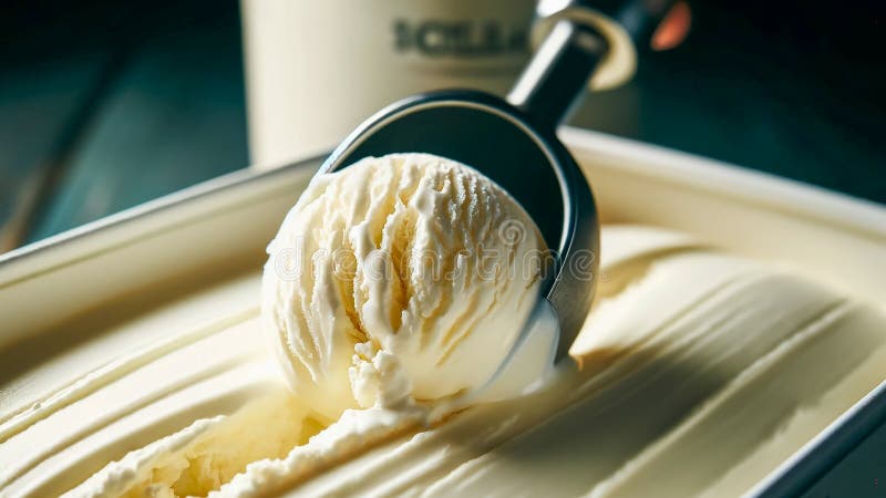 Vanilla Ice Cream Being Scooped Out of a Container Stock Illustration ...
