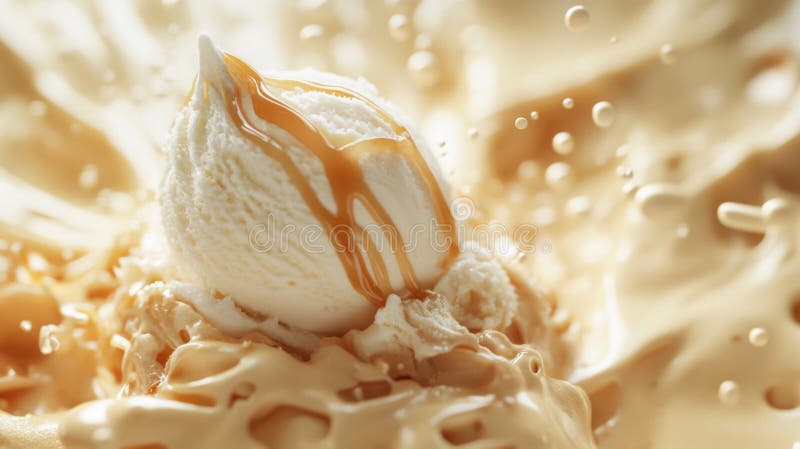 Vanilla Ice Cream with Caramel Drizzle Stock Illustration ...