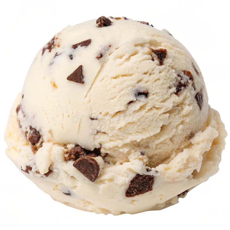 Vanilla Ice Cream with Chocolate Chunks on Transparent Background Stock ...