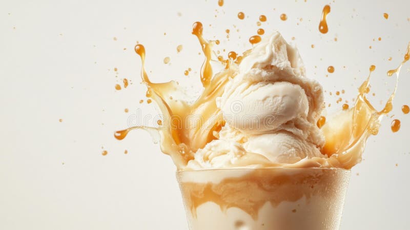 Vanilla Ice Cream with Coffee Splash Stock Illustration - Illustration ...