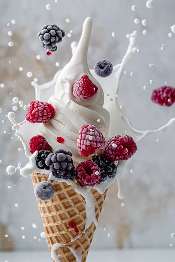 Vanilla Ice Cream Blueberries Splash Stock Photos - Free & Royalty-Free ...