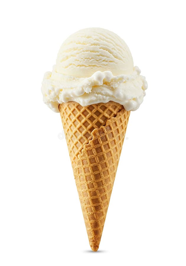 Vanilla Ice Cream Cone Isolated on a White Background Stock ...