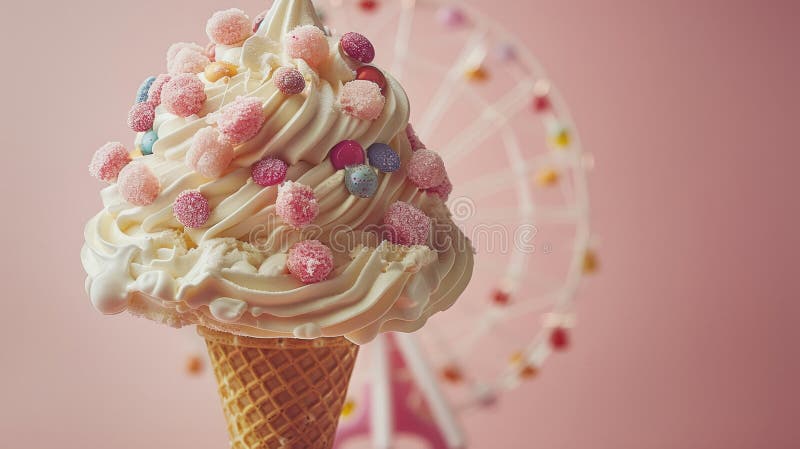 Vanilla Ice Cream Cone with Toppings. Stock Photo - Image of vibrant ...