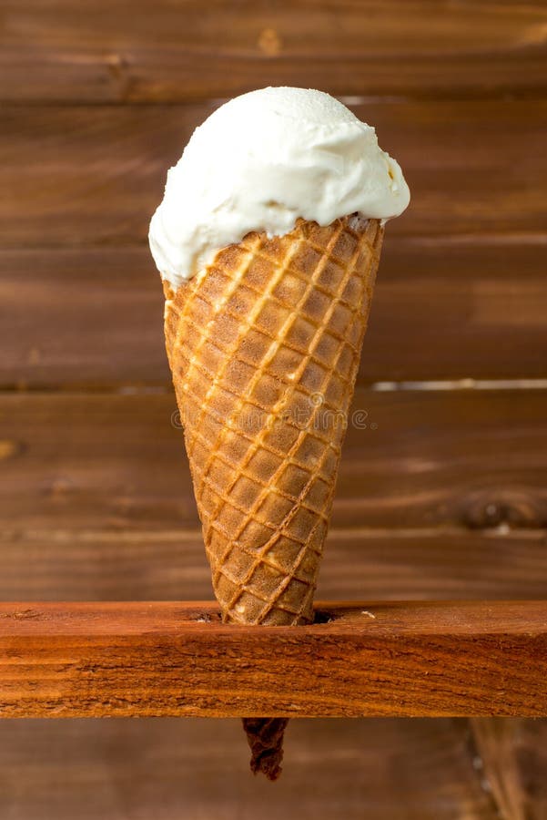 Vanilla Ice Cream with Cone on White Background Stock Photo - Image of ...