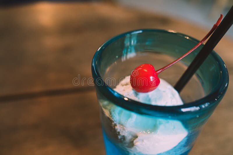 Vanilla Ice Cream Float on Blue Soda Drink Stock Image - Image of ...