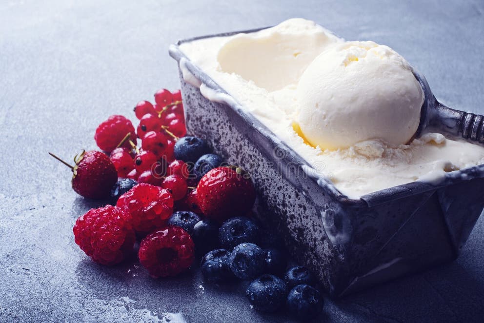 Vanilla Ice Cream in a Metal Container Stock Image - Image of gourmet ...