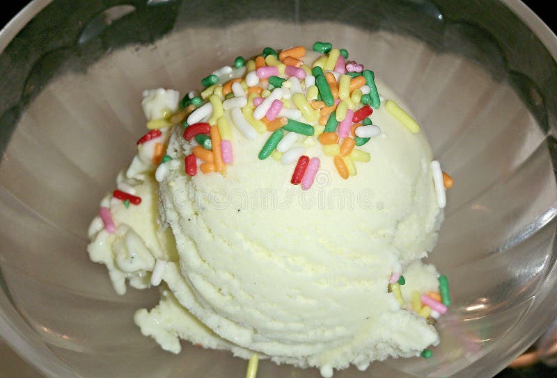 Vanilla Ice Cream with Rainbow Toppings Stock Image - Image of vanilla ...