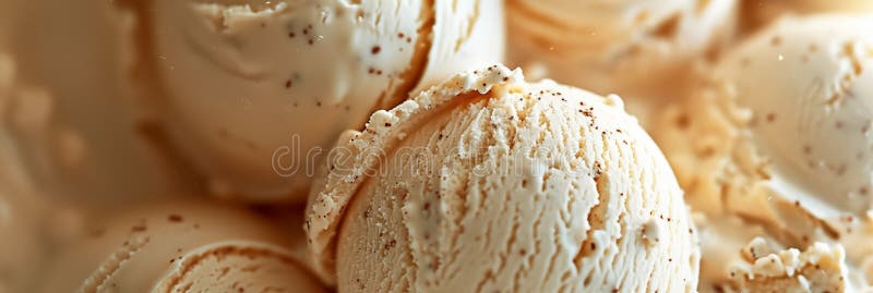 Vanilla Ice Cream Scoops with Visible Texture and Flavor Specks ...