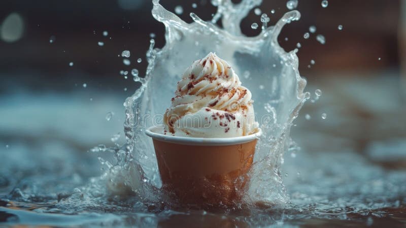 Vanilla Ice Cream Splash in a Paper Cup Stock Illustration ...