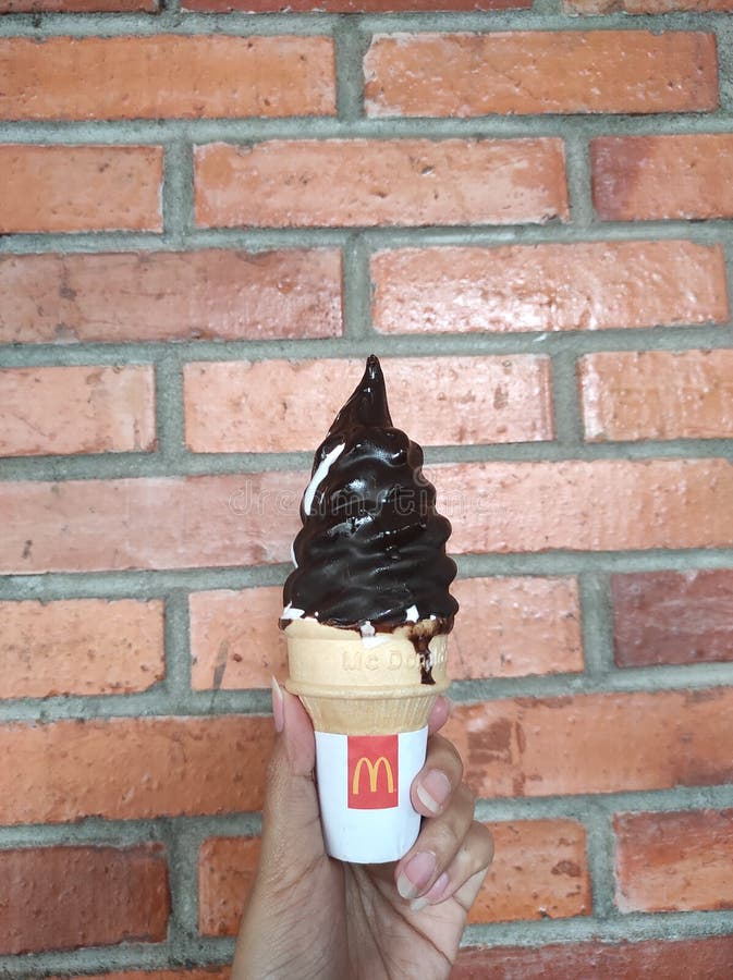 Vanilla Ice Cream with Top Chocolate Sauce Made with Love Editorial ...