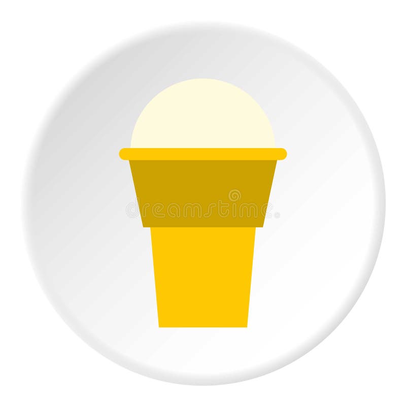 Vanilla Ice Cream In Waffle Cup Icon Flat Style Stock Vector