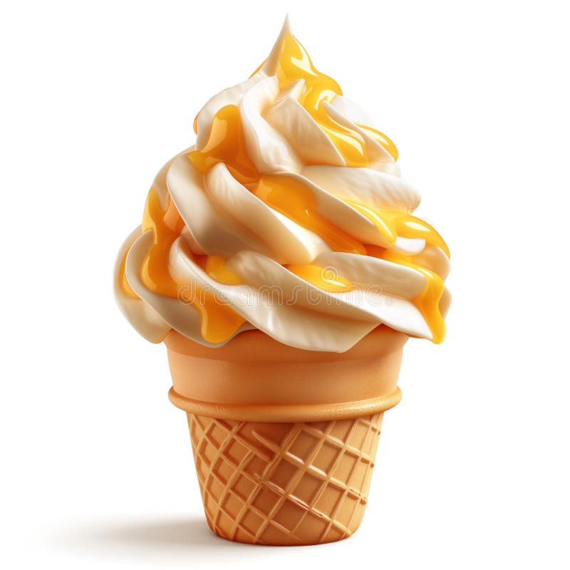 Vanilla Ice Cream In Waffle Cup Isolated Stock Illustration