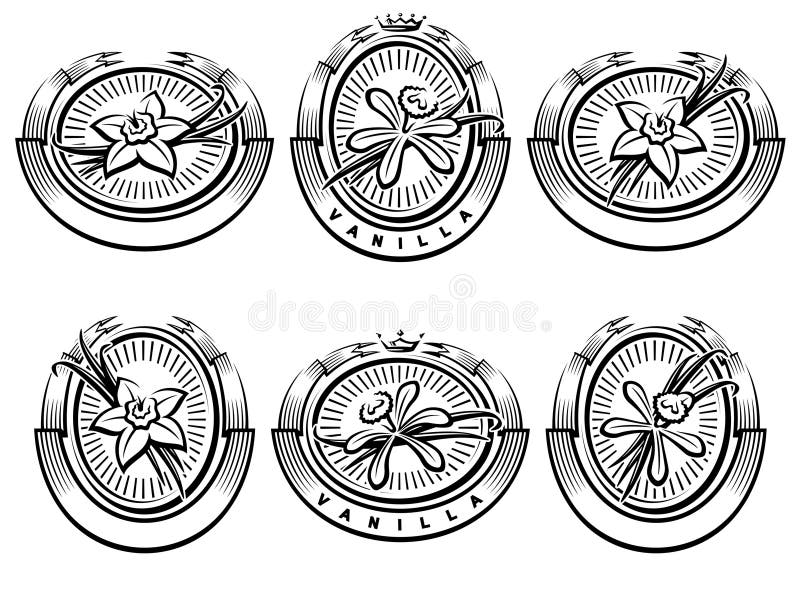 Vanilla Labels and Elements Set. Collection Icon Vanilla Stock Image ...