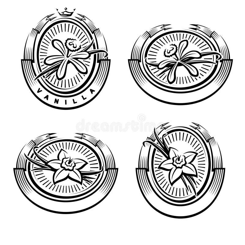 Vanilla Labels and Elements Set. Collection Icon Vanilla Stock Vector ...