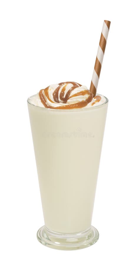 Vanilla Milkshake with Syrup Isolated Stock Photo - Image of glass ...