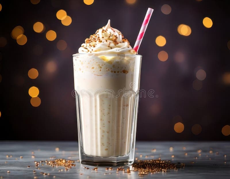 Vanilla Milkshake in a Transparent Glass Stock Illustration ...