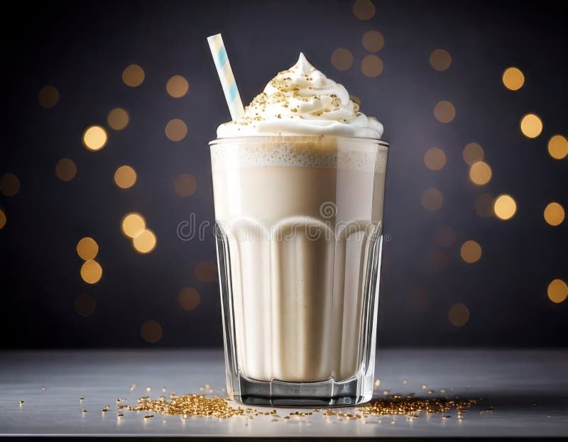 Vanilla Milkshake in a Transparent Glass Stock Illustration ...