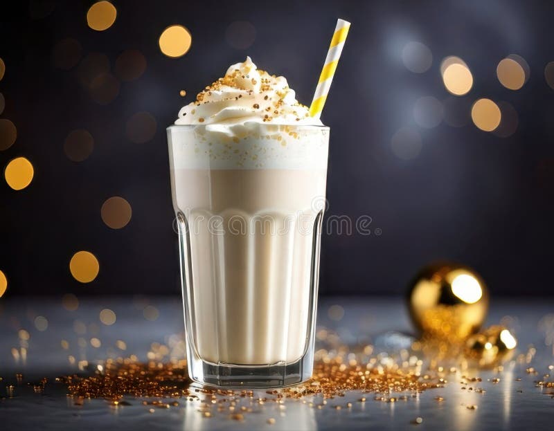 Vanilla Milkshake in a Transparent Glass Stock Illustration ...