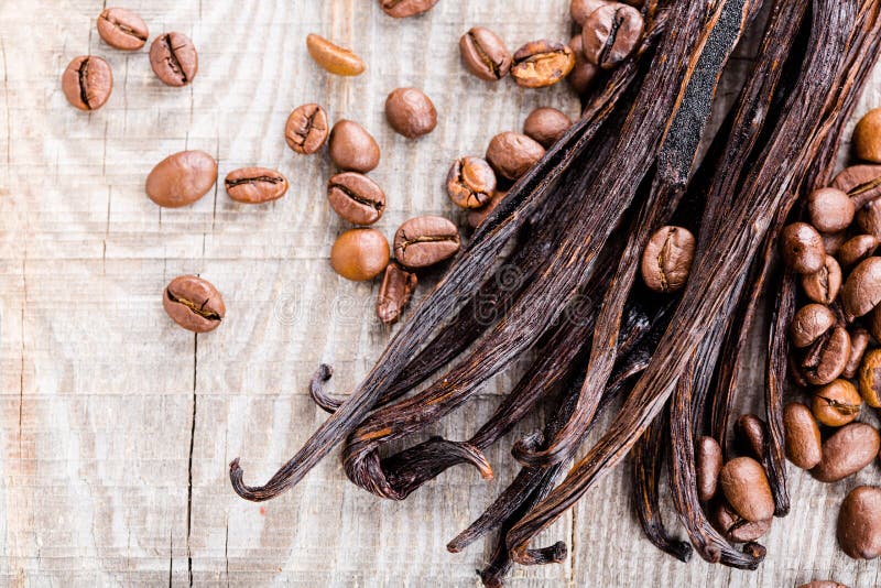 Vanilla Pods and Coffee Beans Stock Photo - Image of perfume ...