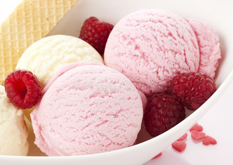 Raspberry and Vanilla Ice Cream Stock Photo - Image of raspberry ...