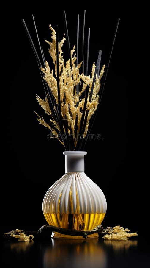 Diffuser with Vanilla Flowers and Sticks. Hand Drawn Vector ...