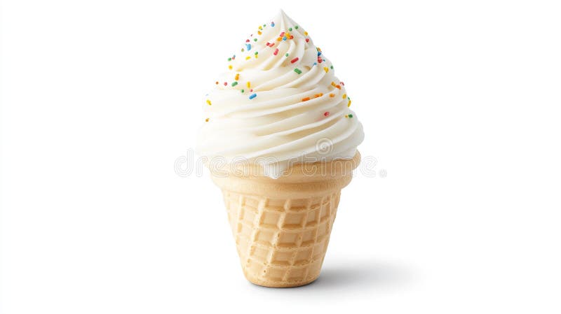 Vanilla Soft Serve Cone with Sprinkles, White Background, Studio Shot ...
