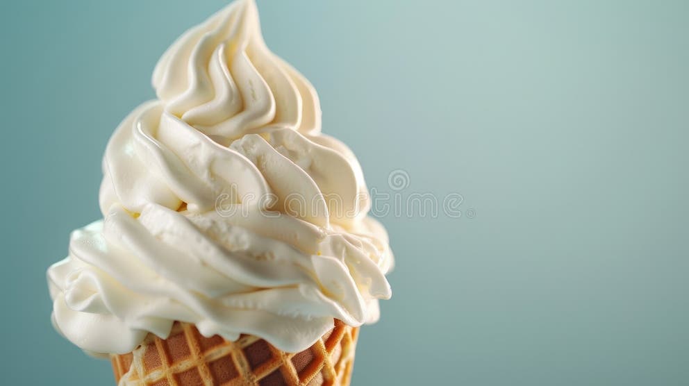 Vanilla Soft Serve Ice Cream in a Waffle Cone Stock Photo - Image of ...