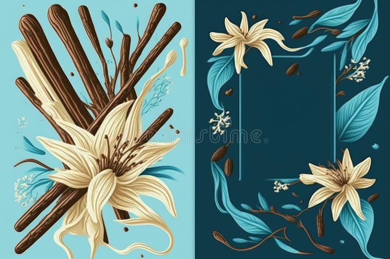 Vanilla Sticks and Flower Spice Label with Copy Space Stock ...