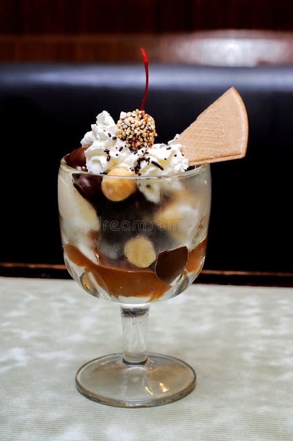 A Vanilla Sundae with Chocolate Sauce Isolated on a White Background ...
