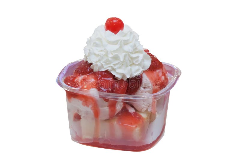 Vanilla Sundae Ice Cream in Cup on White Background Stock Image - Image ...
